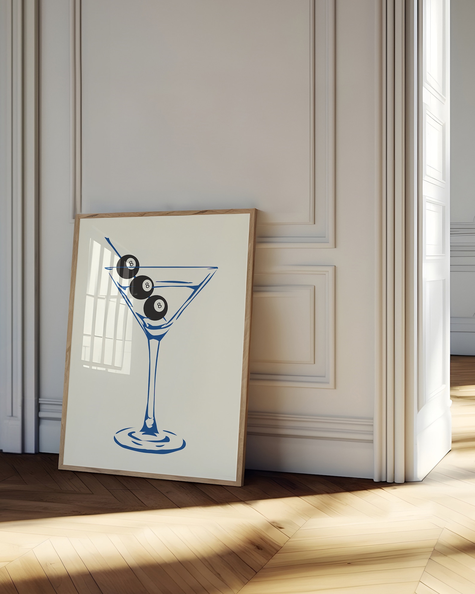 Eight Ball Martini Glass Poster Print, Vintage Aesthetic Retro Art ...