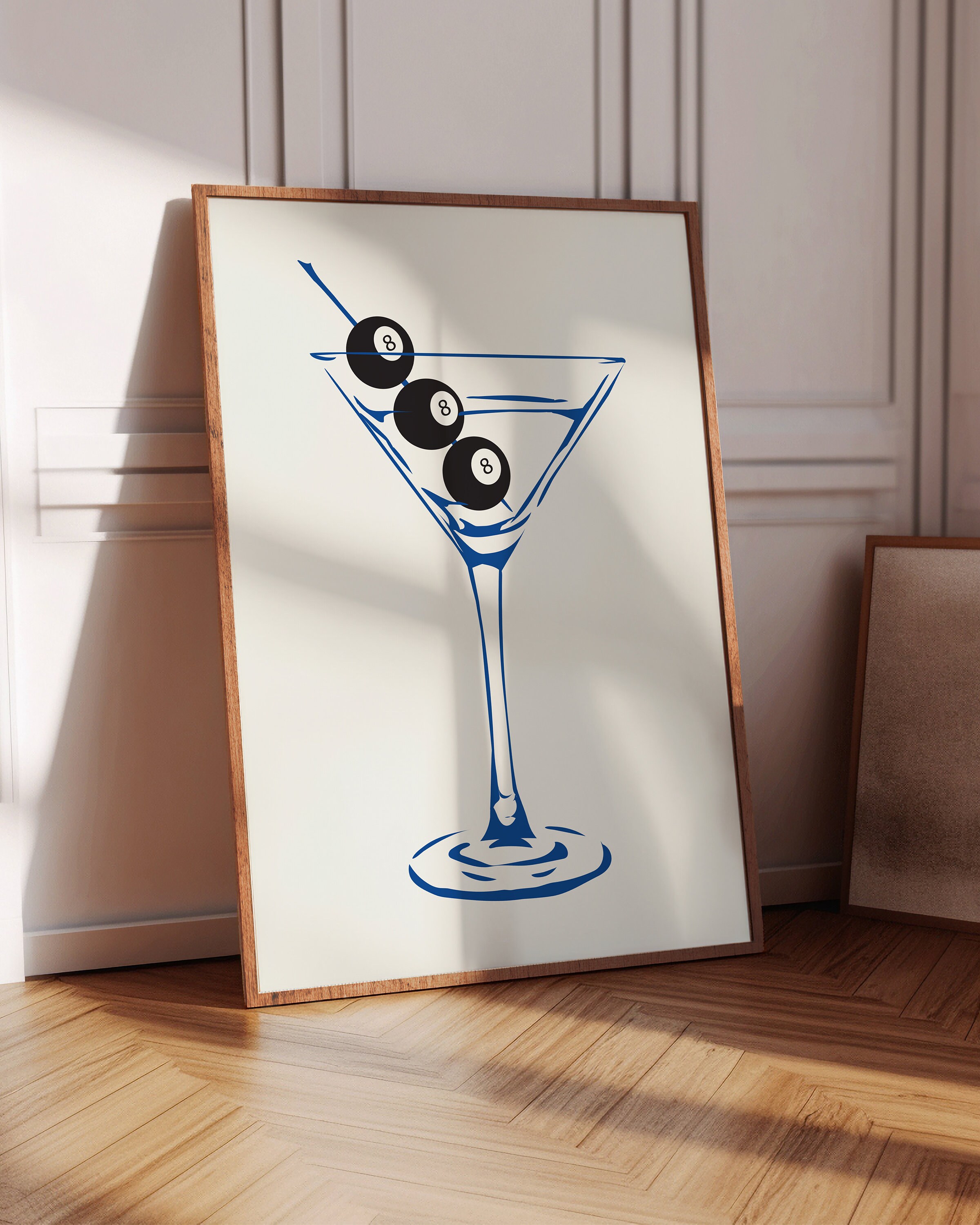 Eight Ball Martini Glass Poster Print, Vintage Aesthetic Retro Art ...
