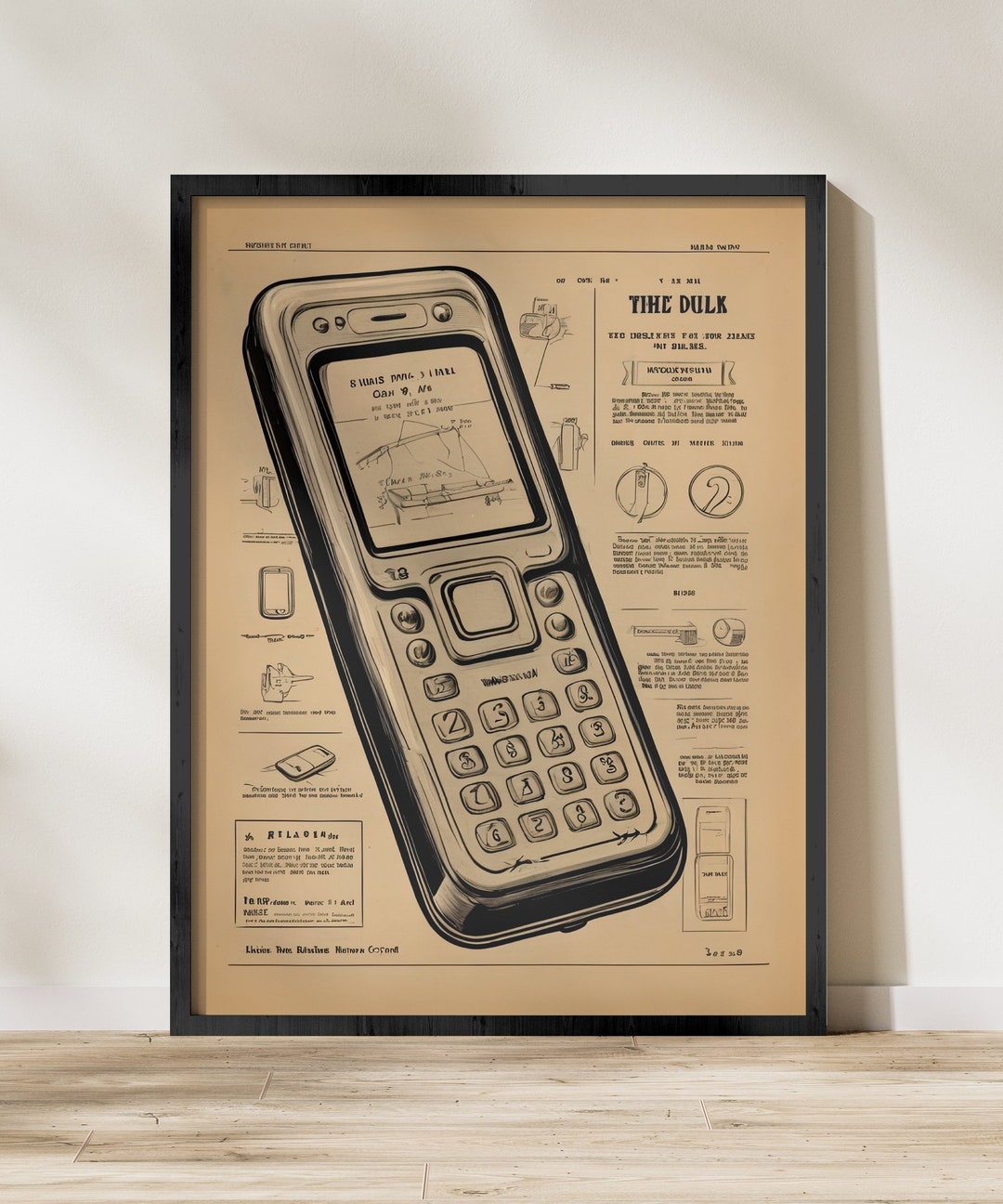 Vintage Cell Phone Blueprint Wall Art, Retro Technology Poster Print ...