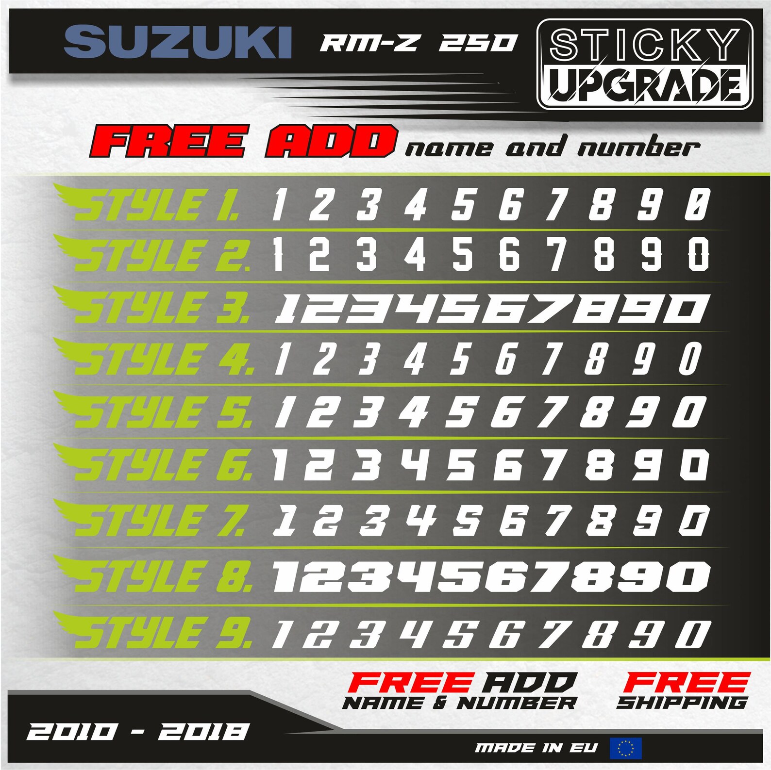 Suzuki RMZ 250 Graphics Kit, Decals 21 Mil/ 534 Micron - Etsy
