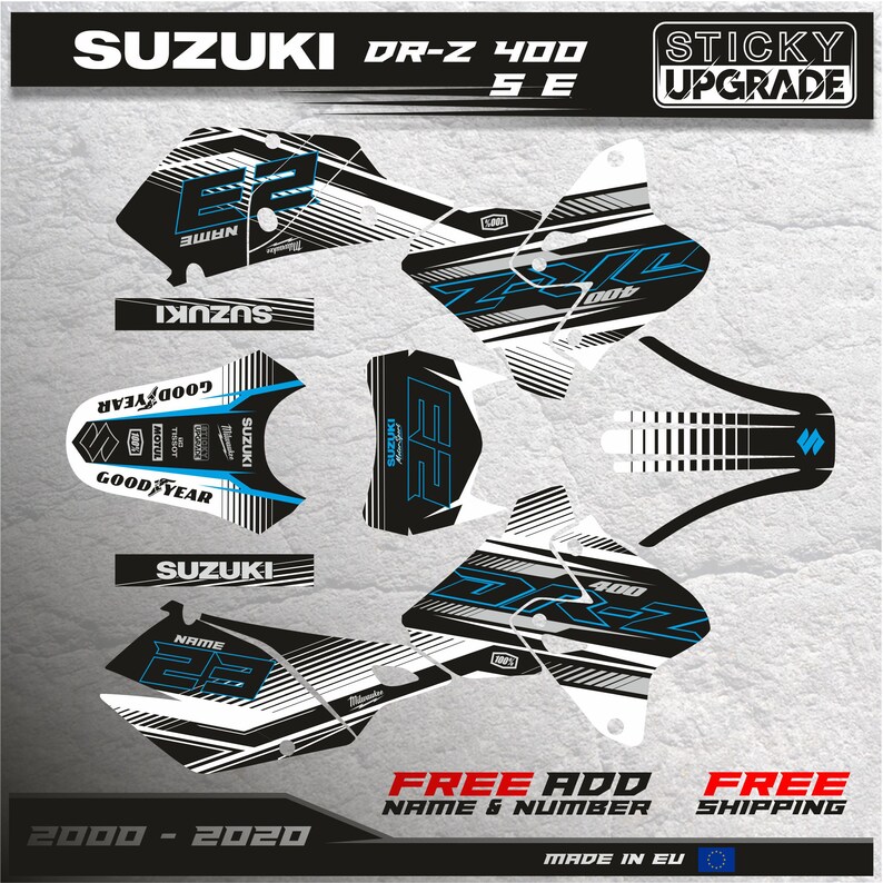 Suzuki DRZ 400 S E Graphics Kit, DRZ 400 2000 - 2020, Decals, Stickers ...