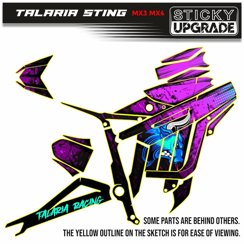Talaria Sting Full Graphics Kit / Electric Bike Mx3 Mx4 Decal / Gloss ...