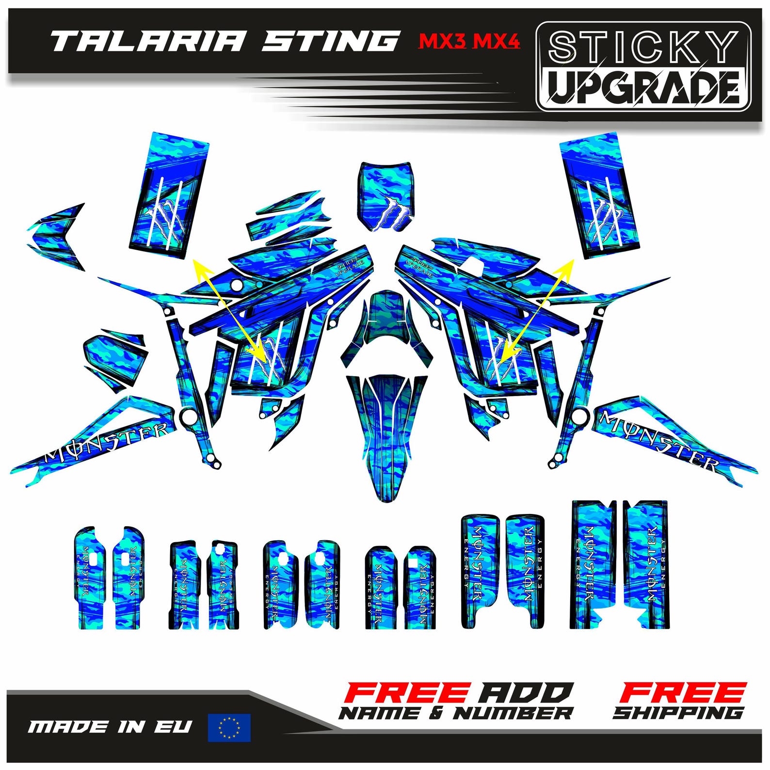 Talaria Sting Graphics Kit, Decals Kit R MX 3 MX4, Wrap, Stickers Set ...