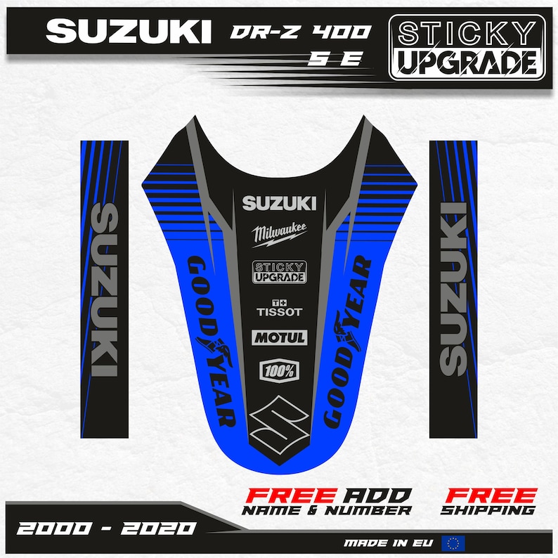 Suzuki DRZ 400 S E 2000 - 2020 Graphics / Decals Kit 21 Mil 534 Micron ...