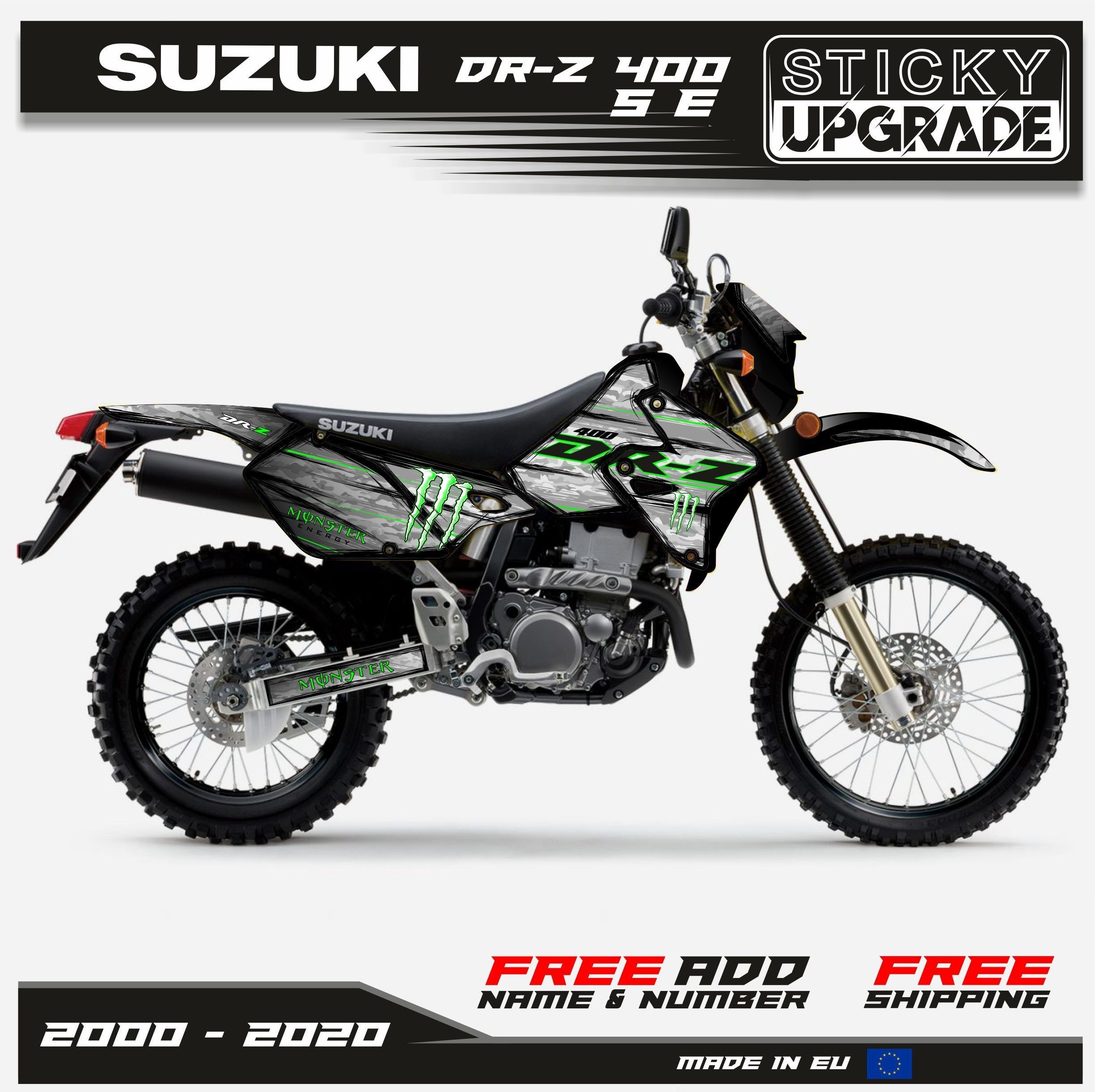 Suzuki DRZ 400 S E 2000 - 2020 Graphics / Decals Kit 21 Mil 534 Micron ...