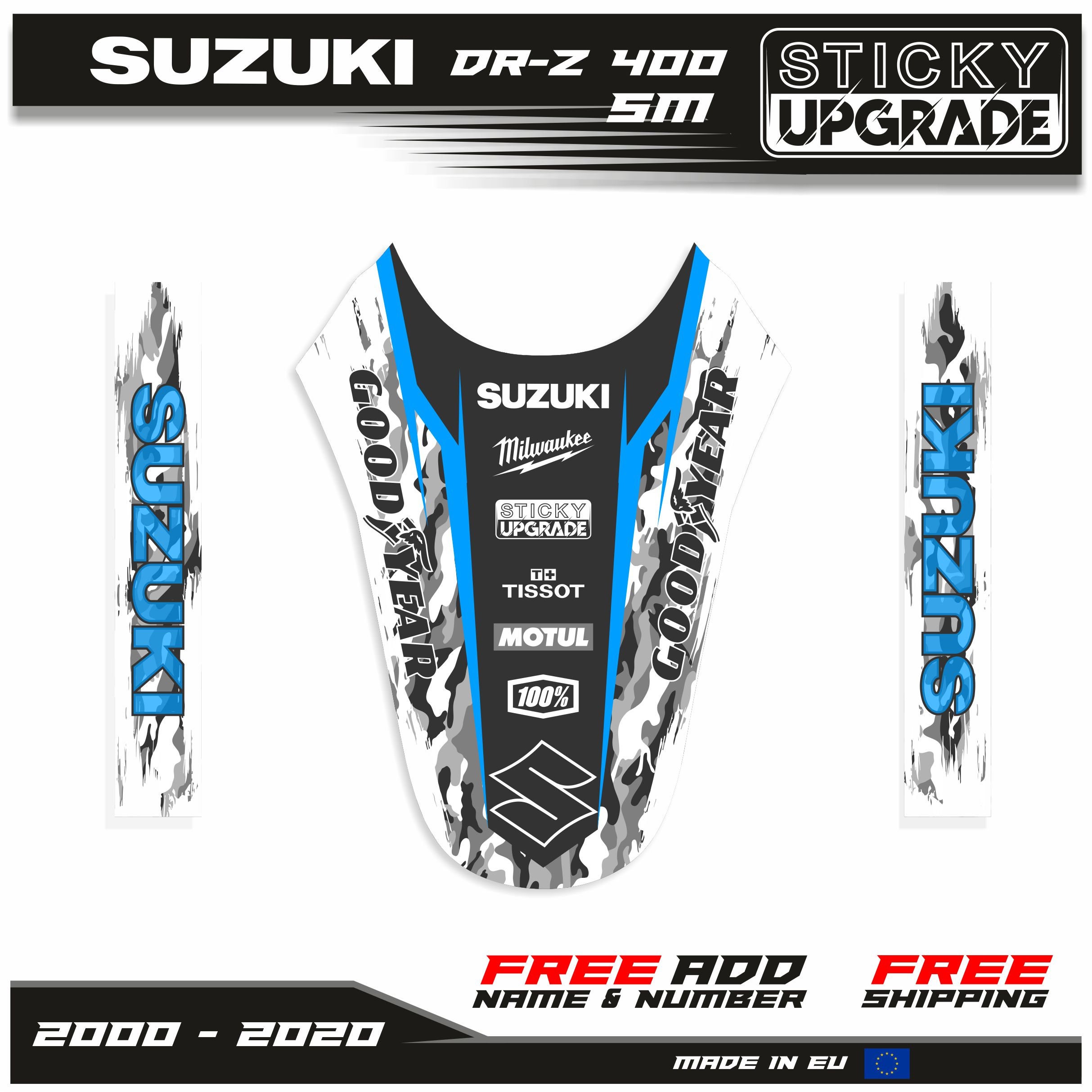 Suzuki DRZ 400 SM 2000 - 2020 Graphics / Decals Kit 21 Mil / 534 Micron ...