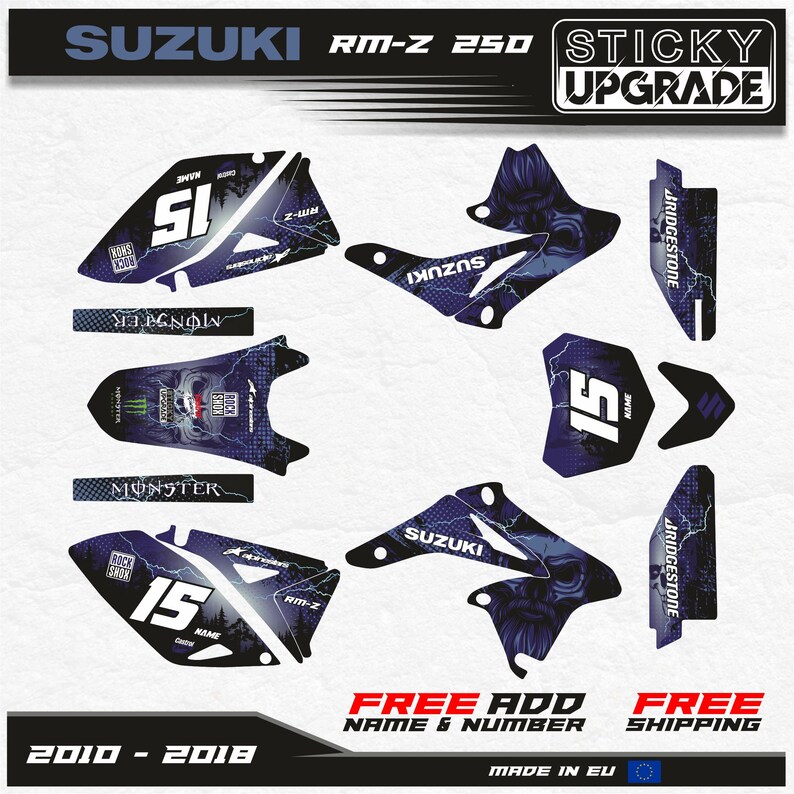 Suzuki RMZ 250 Graphics Kit, Decals 21 Mil/ 534 Micron - Etsy