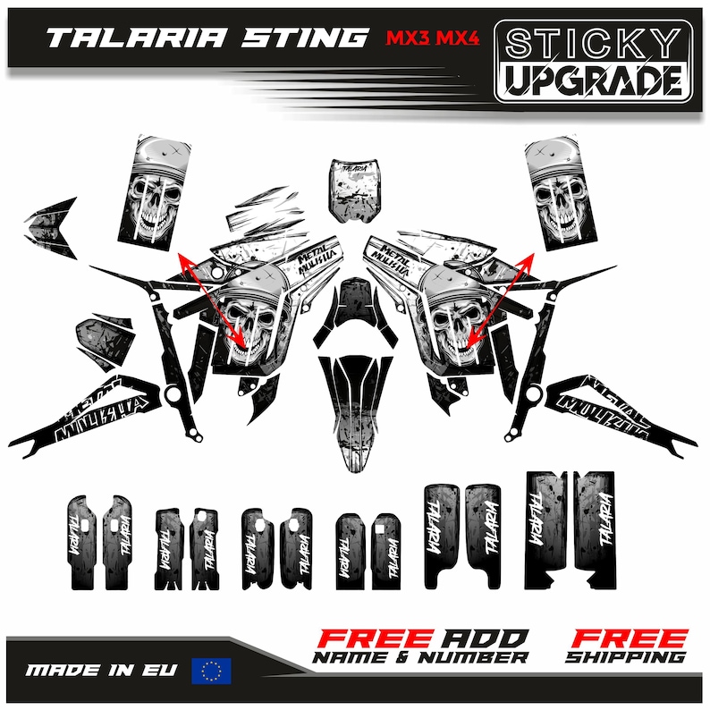 Talaria Sting Graphics Kit, Decals Kit R MX, Stickers Scull Kit 21 Mil ...