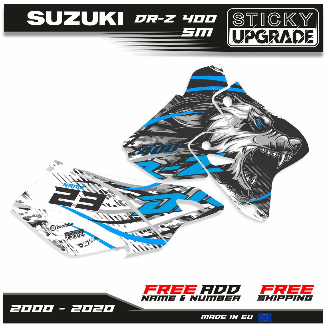 Suzuki DRZ 400 SM 2000 2020 Graphics / Decals Kit 21 Mil / 534 Micron ...