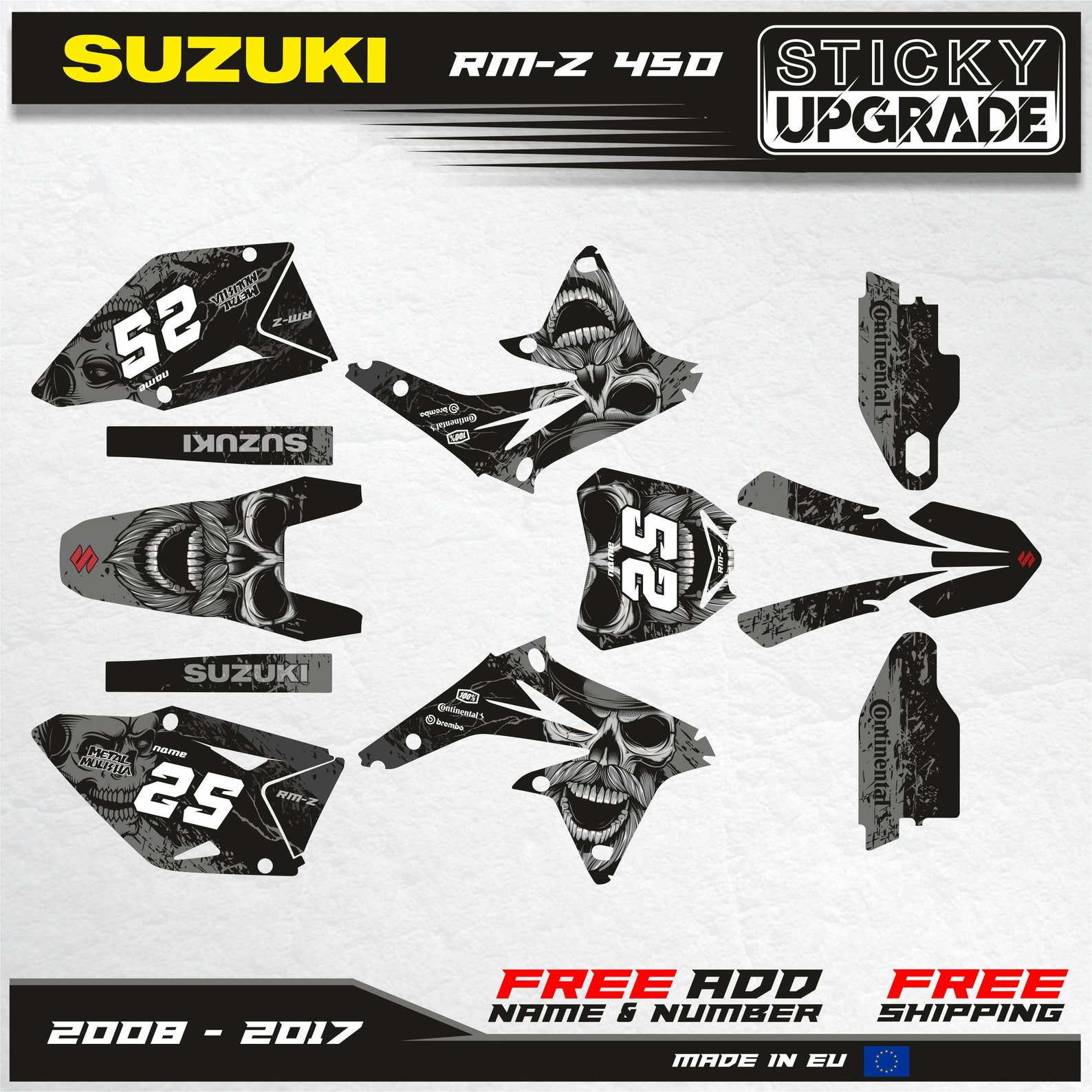 Suzuki RMZ 450 Graphics Kit, Decals 21 Mil/ 534 Micron - Etsy