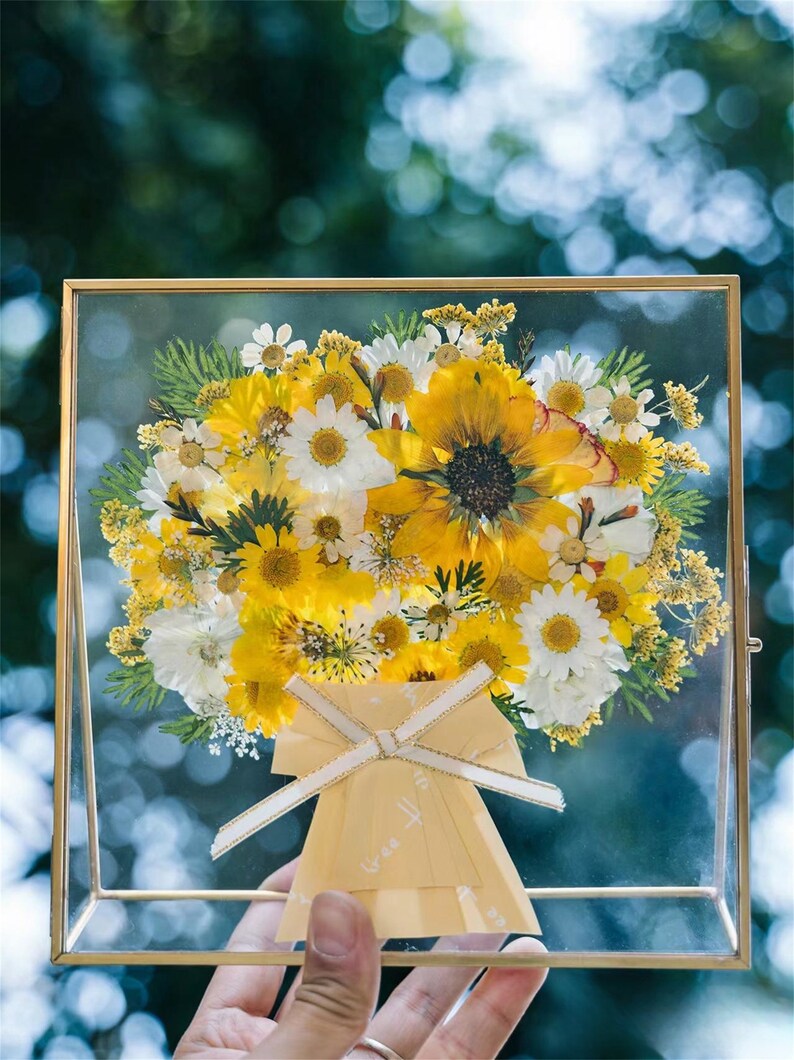 Pressed Flowers Frame,botanical Art Collage, Wall Hanging Dried Flower ...