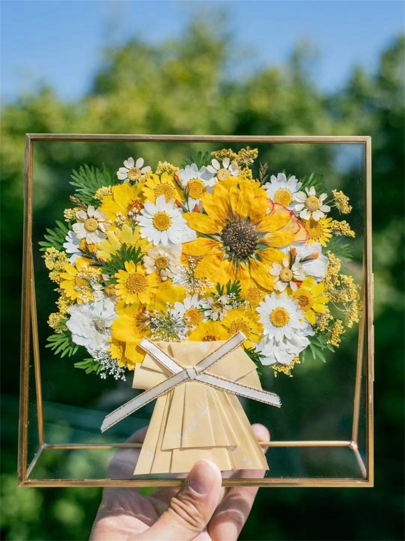 Pressed Flowers Frame,botanical Art Collage, Wall Hanging Dried Flower ...