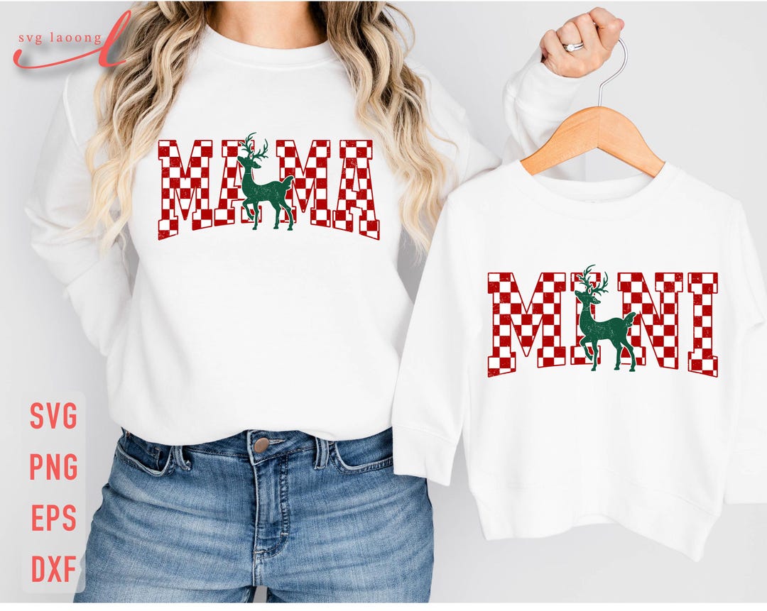 Mama and Mini Christmas Reindeer SVG: Family Matching Shirt (digital ...