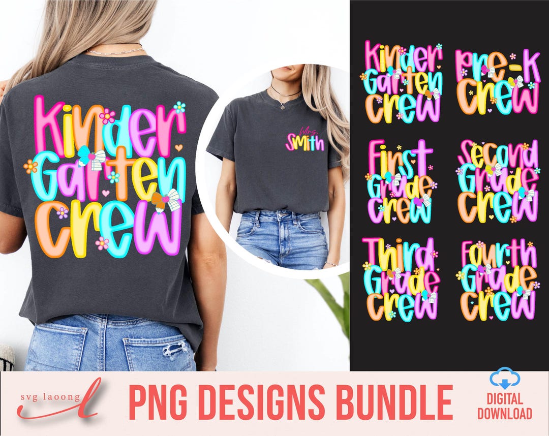 Preppy Back to School PNG Bundle: Teacher Shirt Designs (digital ...