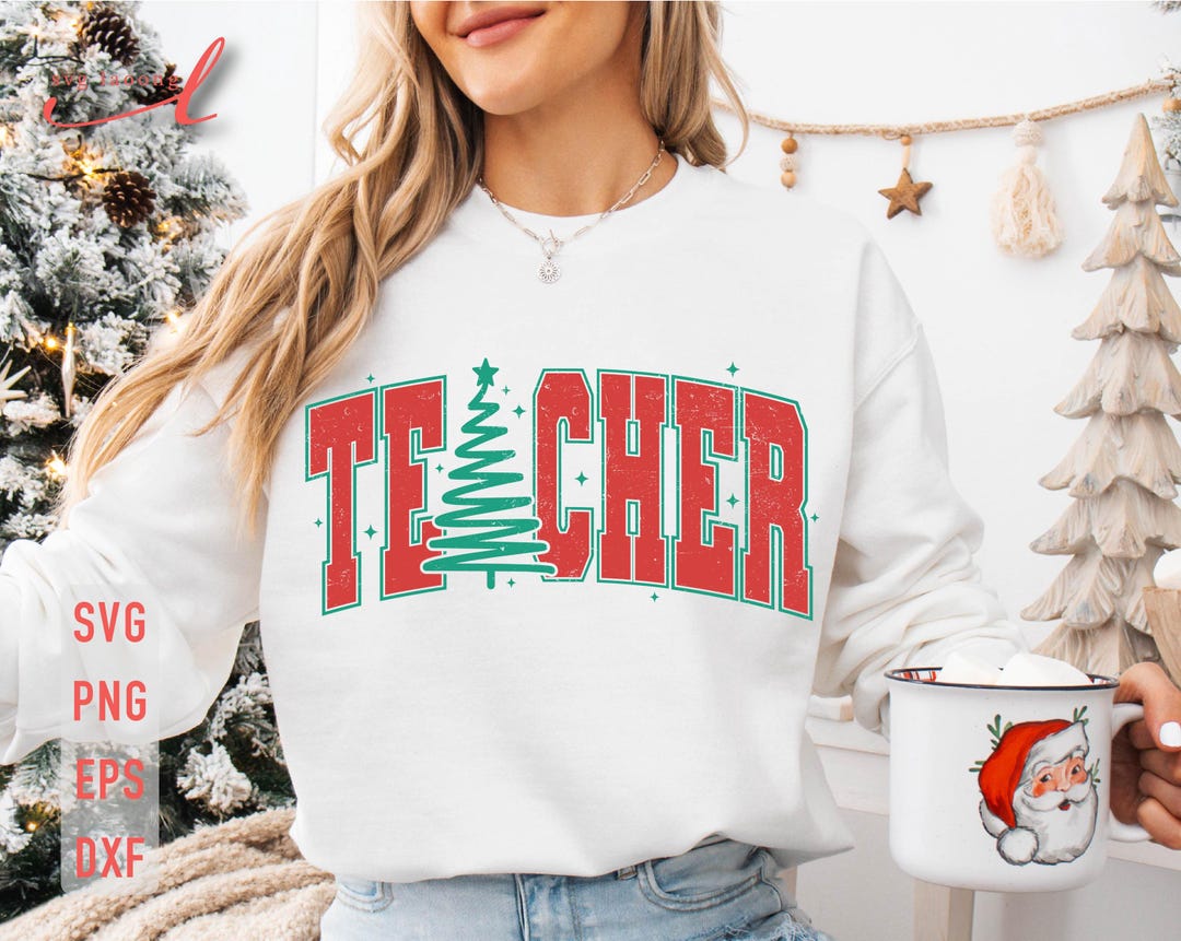 Teacher Christmas Tree SVG: Merry Holiday Shirt Design (digital ...