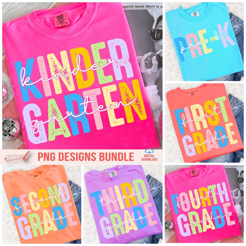 Preppy Floral Back to School PNG Bundle: Teacher Shirt Design (digital ...