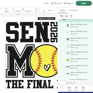 Senior Softball Mom 2026 SVG: the Final Inning, Game Day Design ...