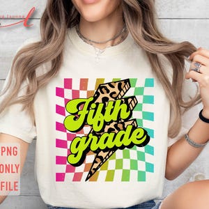 Rainbow Checkered School Grade Png Bundle, First Day of School Png ...