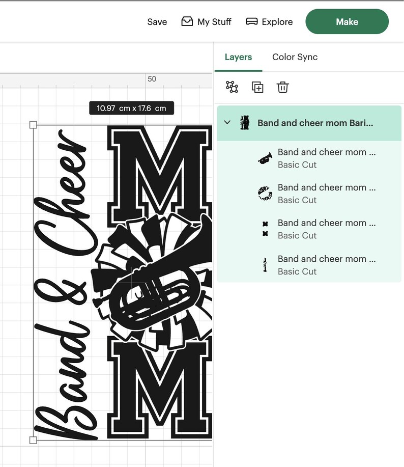 Band & Cheer Mom SVG: Baritone Player T-shirt Design (digital Download ...