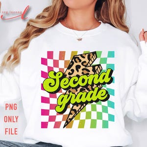 Rainbow Checkered School Grade Png Bundle, First Day of School Png ...
