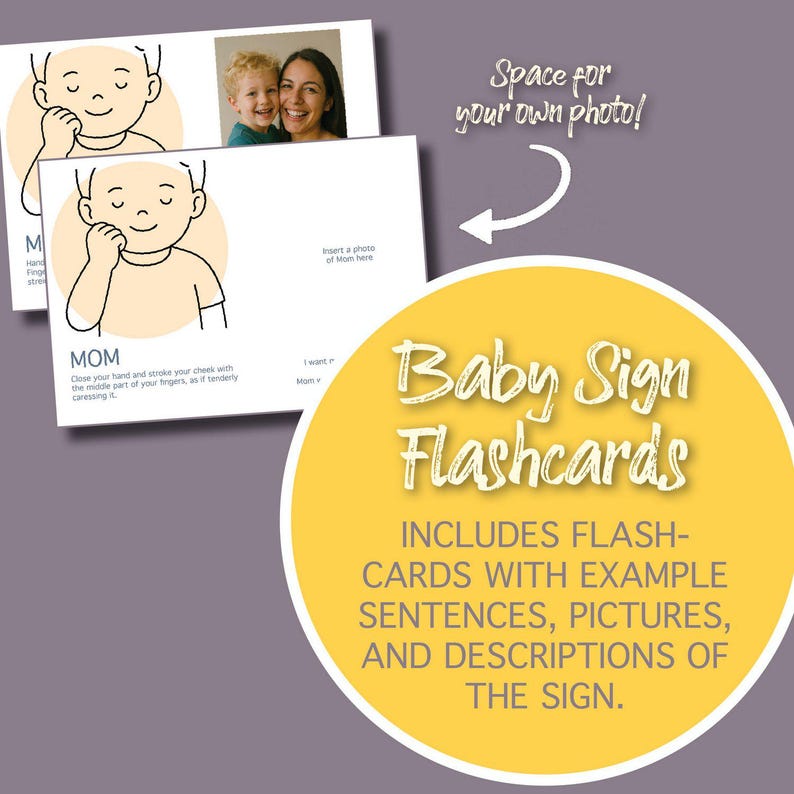 Baby Signs Poster Baby Sign Language Flashcards (printable PDF, Digital ...