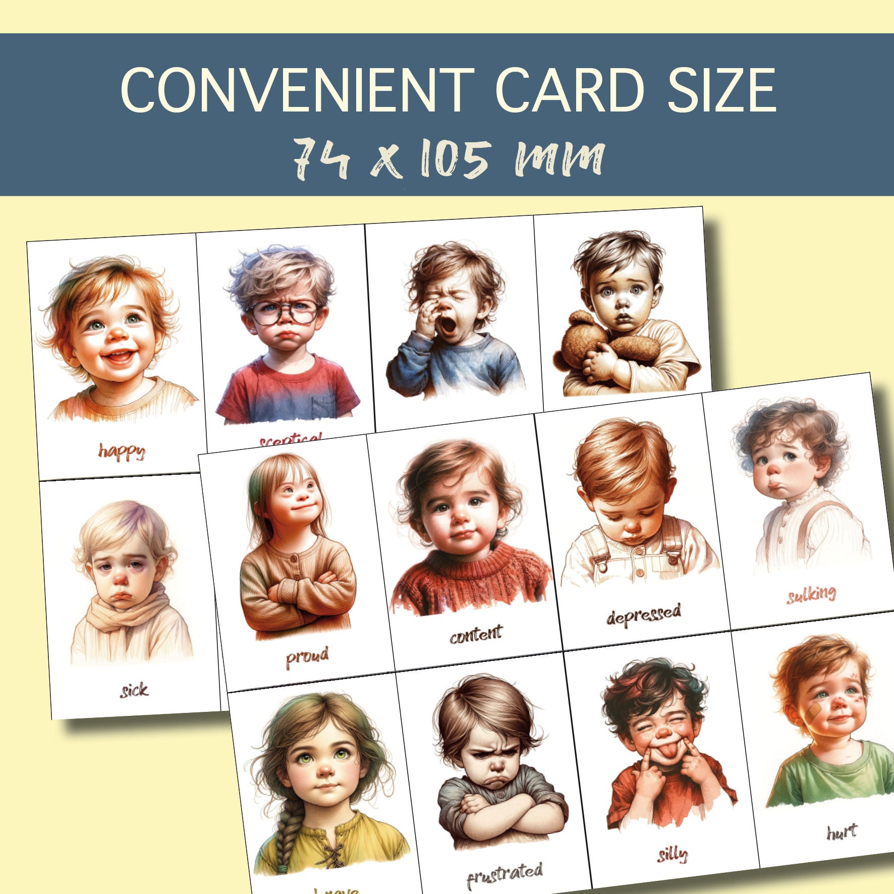 Emotion Flashcards Diversity Aware Montessori Learning Children Cards ...