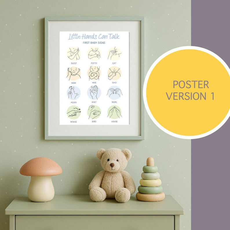 Baby Signs Poster Baby Sign Language Flashcards (printable PDF, Digital ...