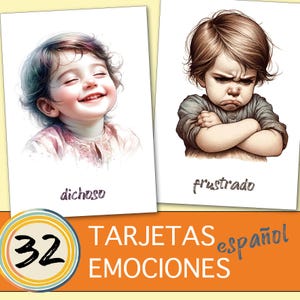 32 Emotion Cards Children Feelings Flashcards Montessori Faces ...
