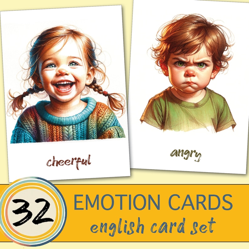 Emotion Flashcards Diversity Aware Montessori Learning Children Cards ...