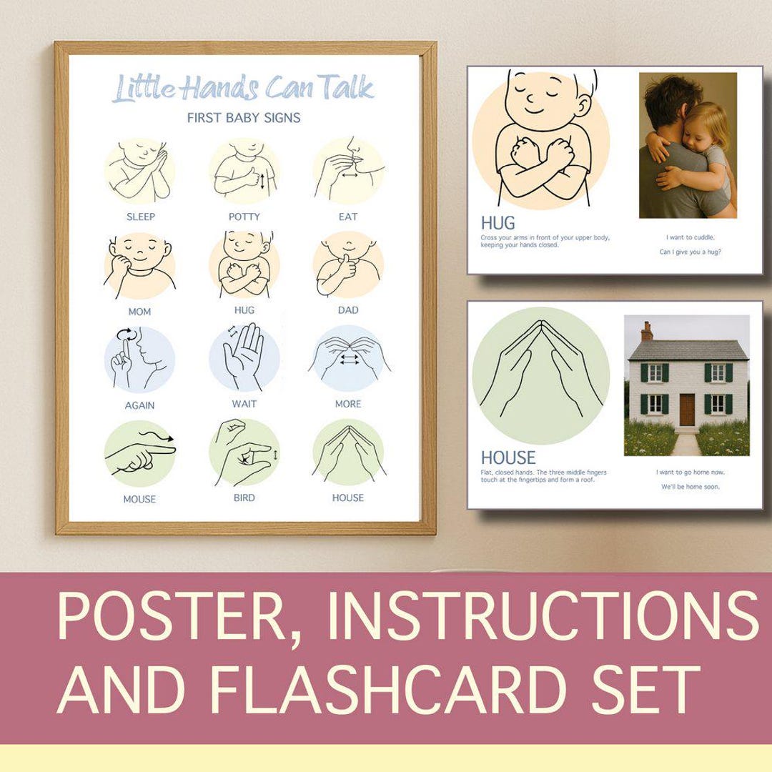 Baby Signs Poster Baby Sign Language Flashcards (printable PDF, Digital ...