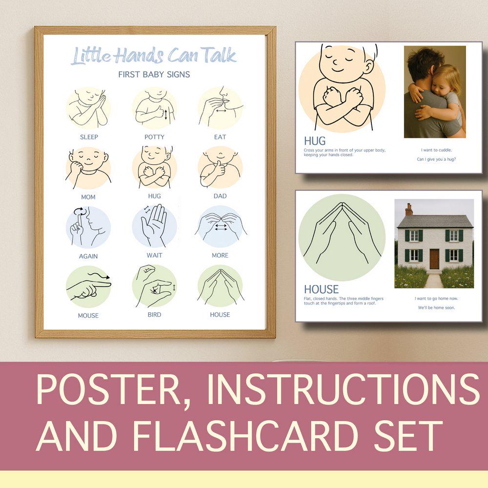 Baby Signs Poster Baby Sign Language Flashcards (printable PDF, Digital ...