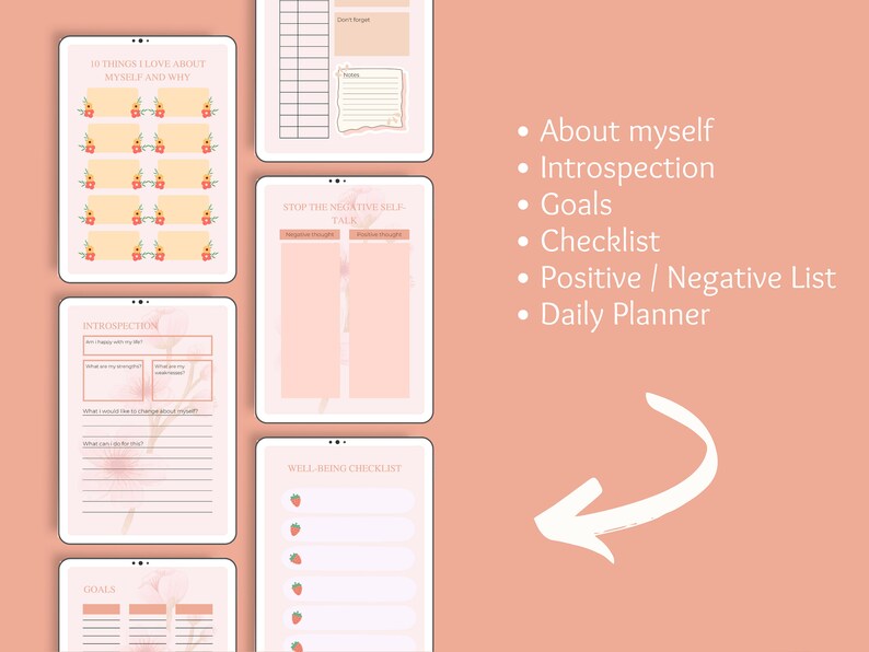 Self Care Planner, Mood Tracker, Digital Products, Digital Planner App ...