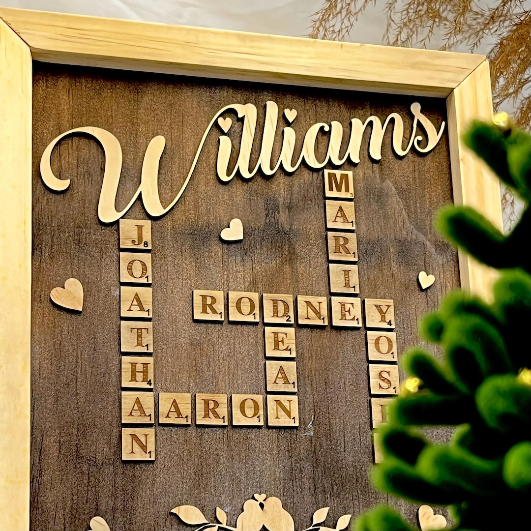 Personalized Scrabble Family Name Crossword, Grandparents Valentine ...