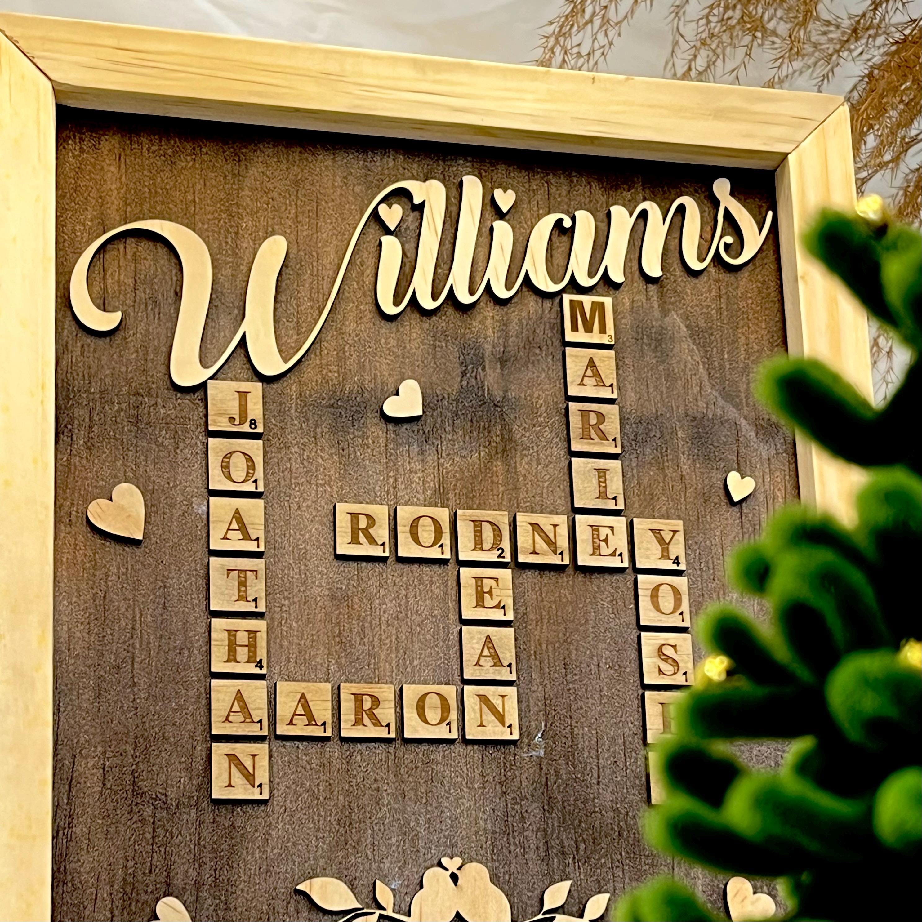 Personalized Scrabble Family Name Crossword, Grandparents Valentine ...