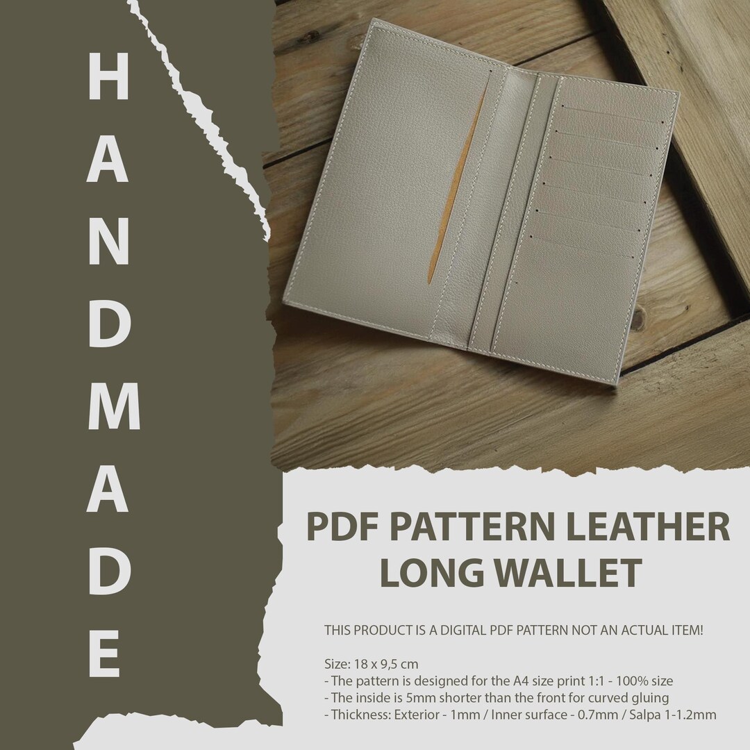 PDF Pattern Download,long Wallet Pattern Pdf A4,leather Handbag Pattern ...