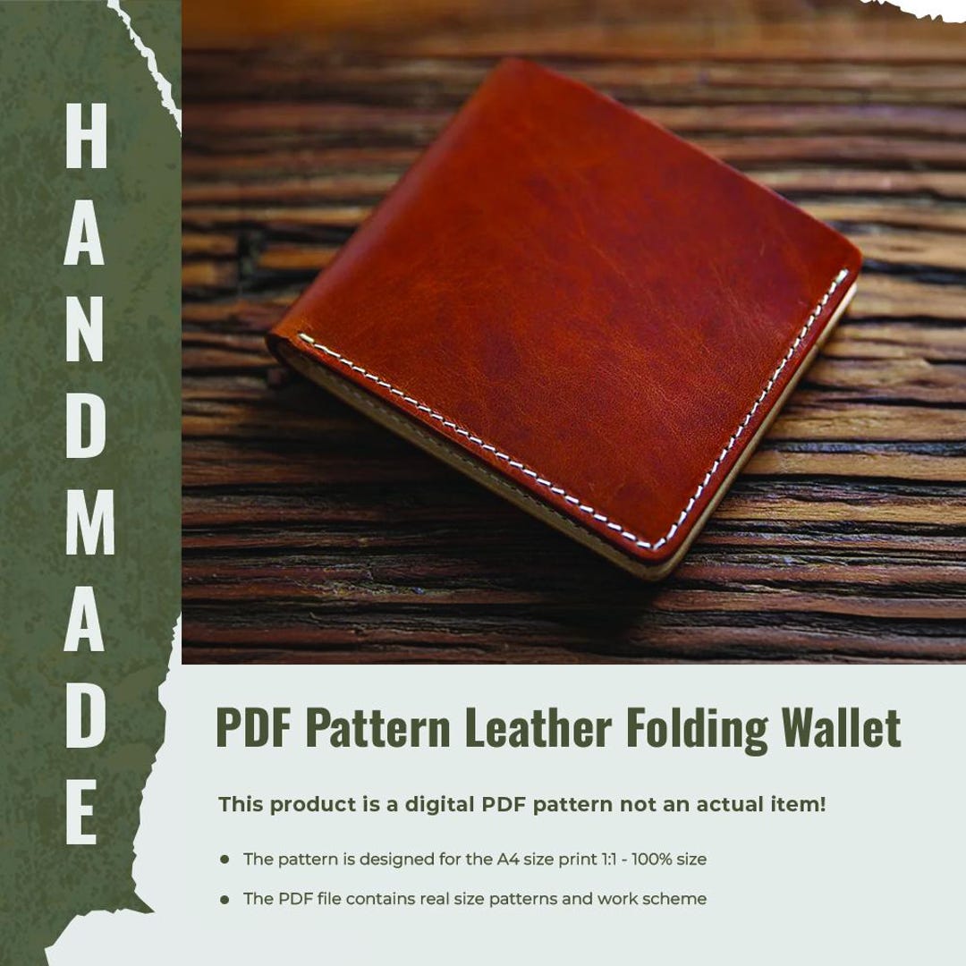 Bifold Wallet PDF Pattern Leather Wallet Pattern PDF Vertical Mens ...