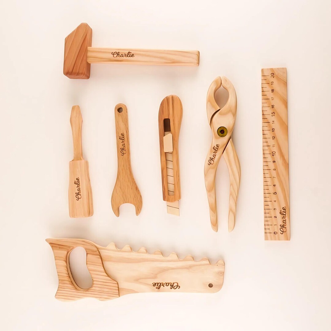 Personalized Toy Repair Tools Kit, Wooden Tool Box for Toddler, Fine ...