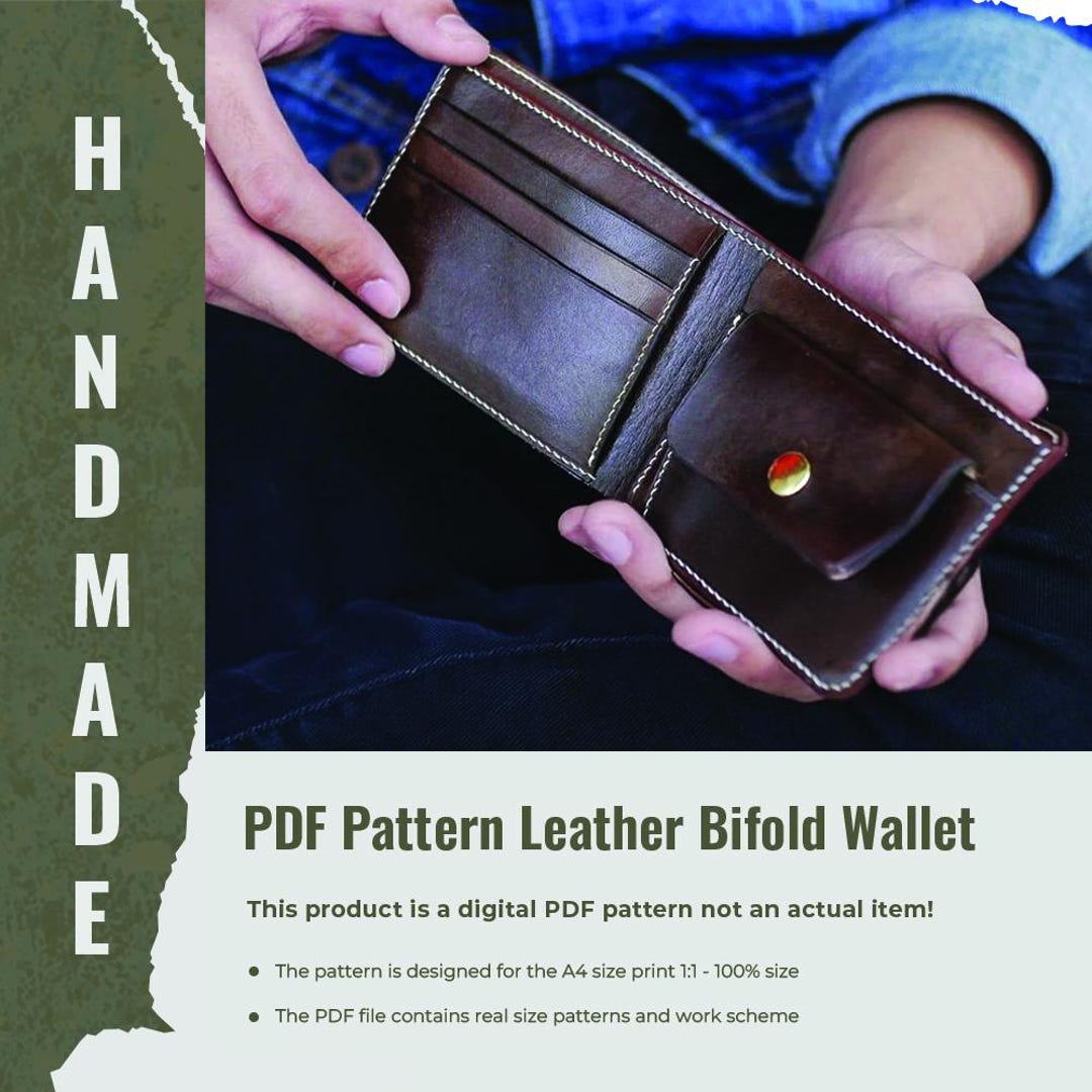 Leather Wallet Pattern PDF Bifold Wallet Template PDF Mens Wallet ...