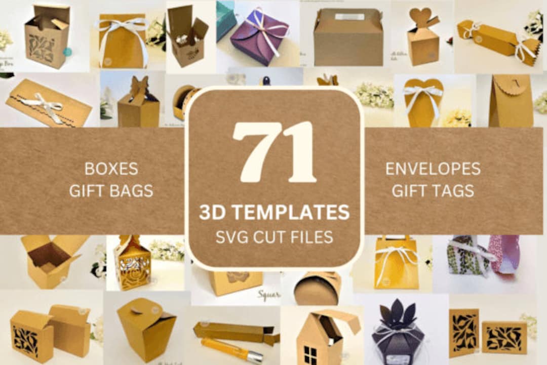 71 SVG Bundle, 3D SVG Box Templates - Etsy