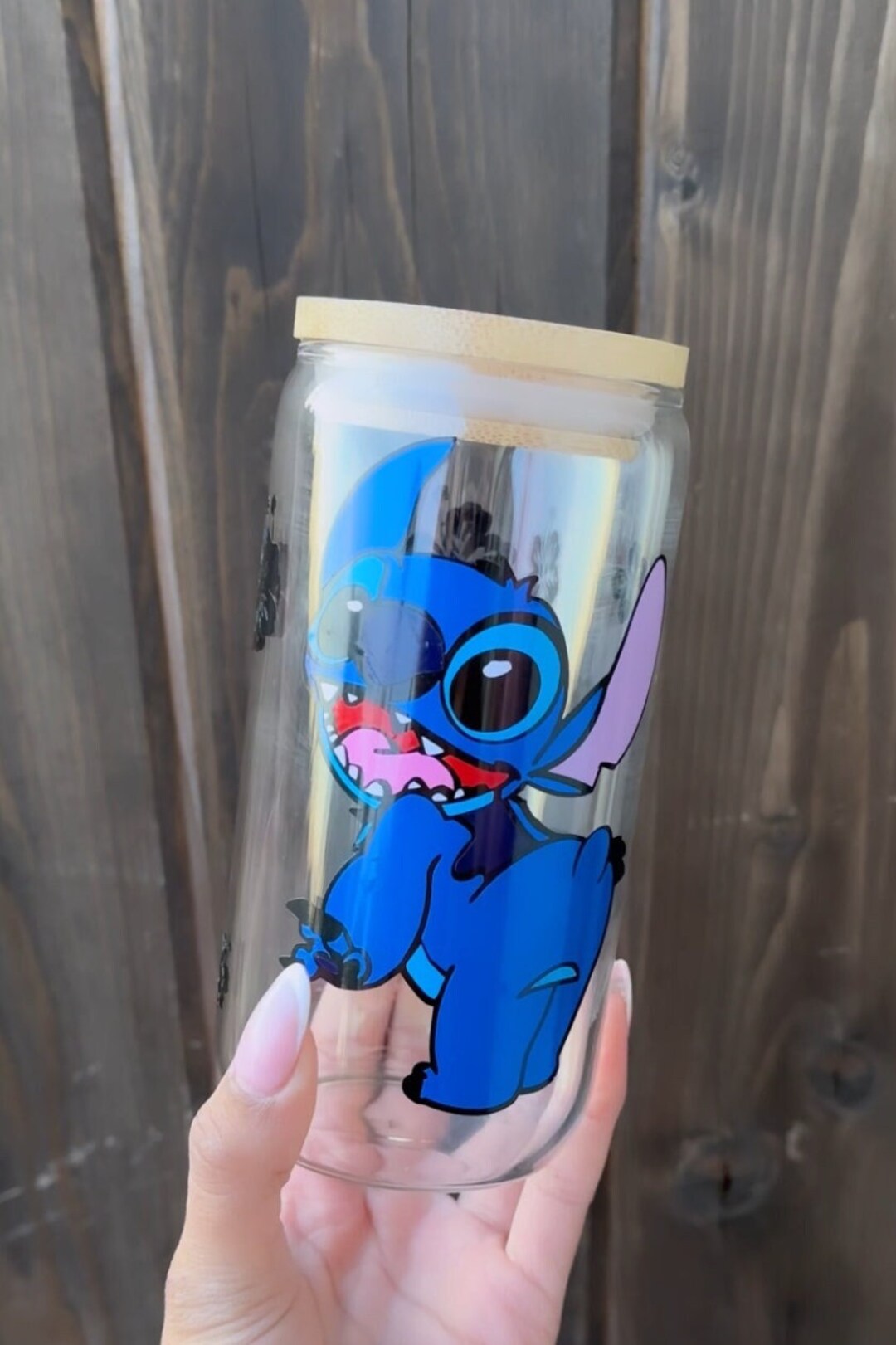Stitch Glass Can 16oz Stitch Cup Lilo & Stitch Stitch Hibiscus Cup Ice ...