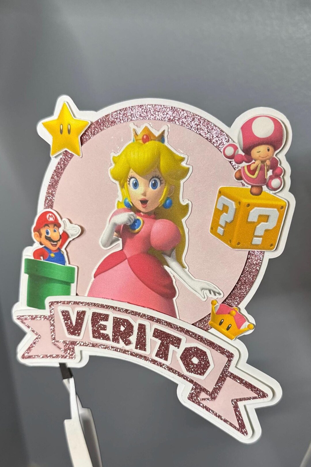 Princess Peach Cake Topper | Princess Peach | Glitter Topper | Super ...