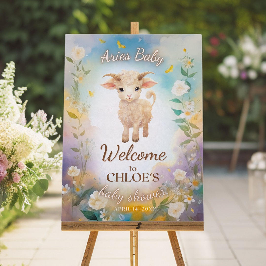 Editable Aries Baby Shower Sign - Zodiac Themed Digital Download ...