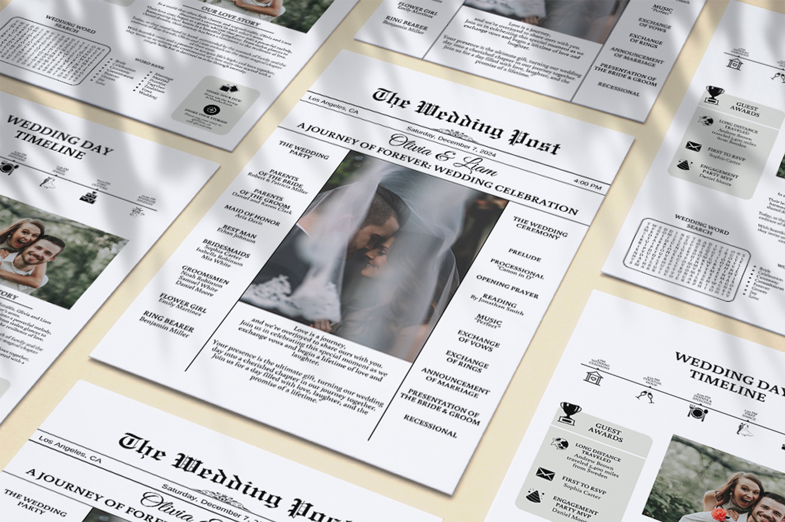 Newspaper Wedding Program Template, Editable Wedding Newspaper Program ...