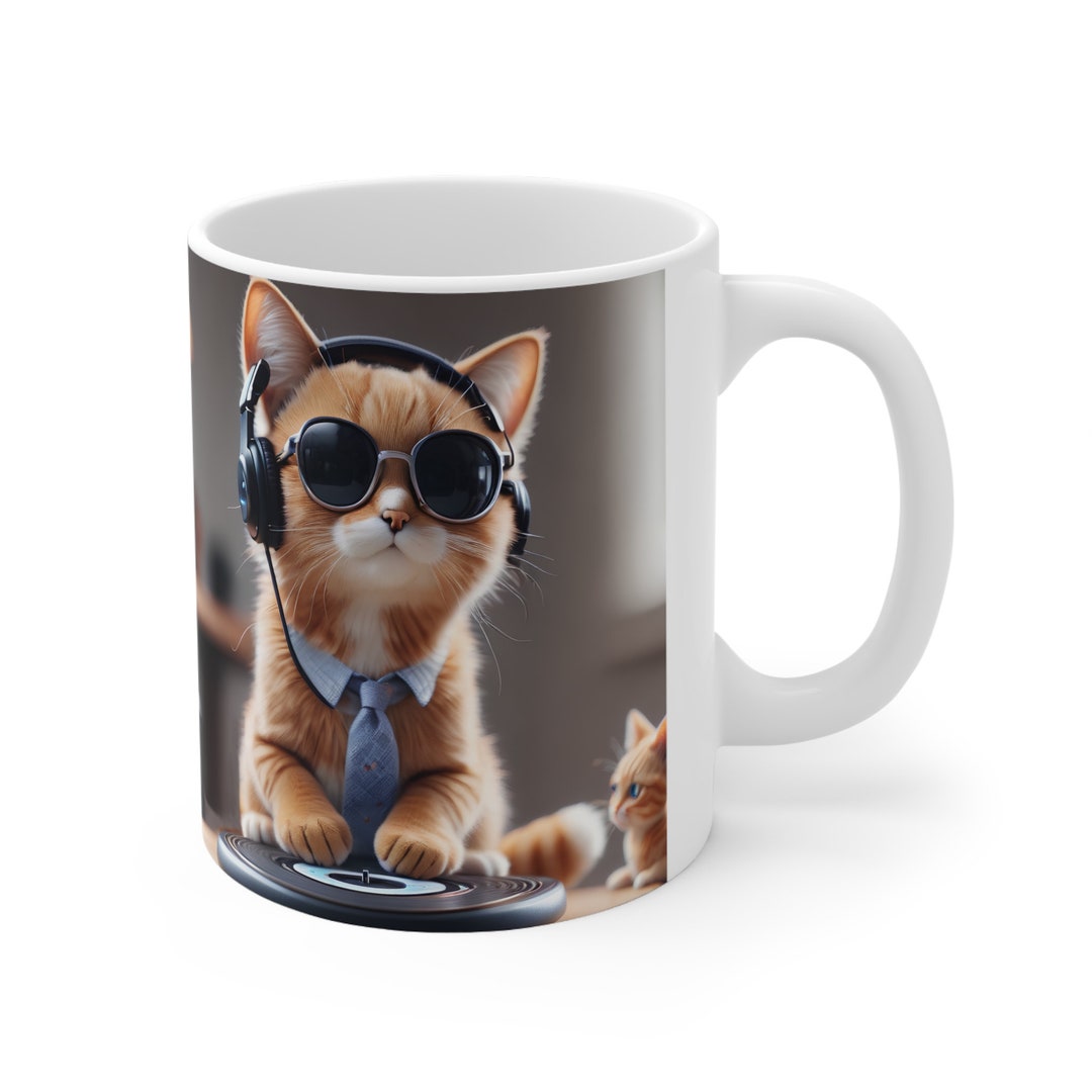 Cat, Kitten, Cute, Deejay, Dj, Party, Dance, Music ,ceramic Mug 11oz - Etsy