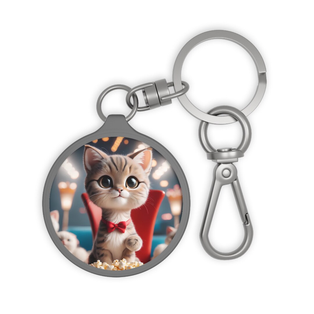 Cat Keyring, Kitten Keyring, Cute, Popcorn, Movie, Movie Night, Netflix ...