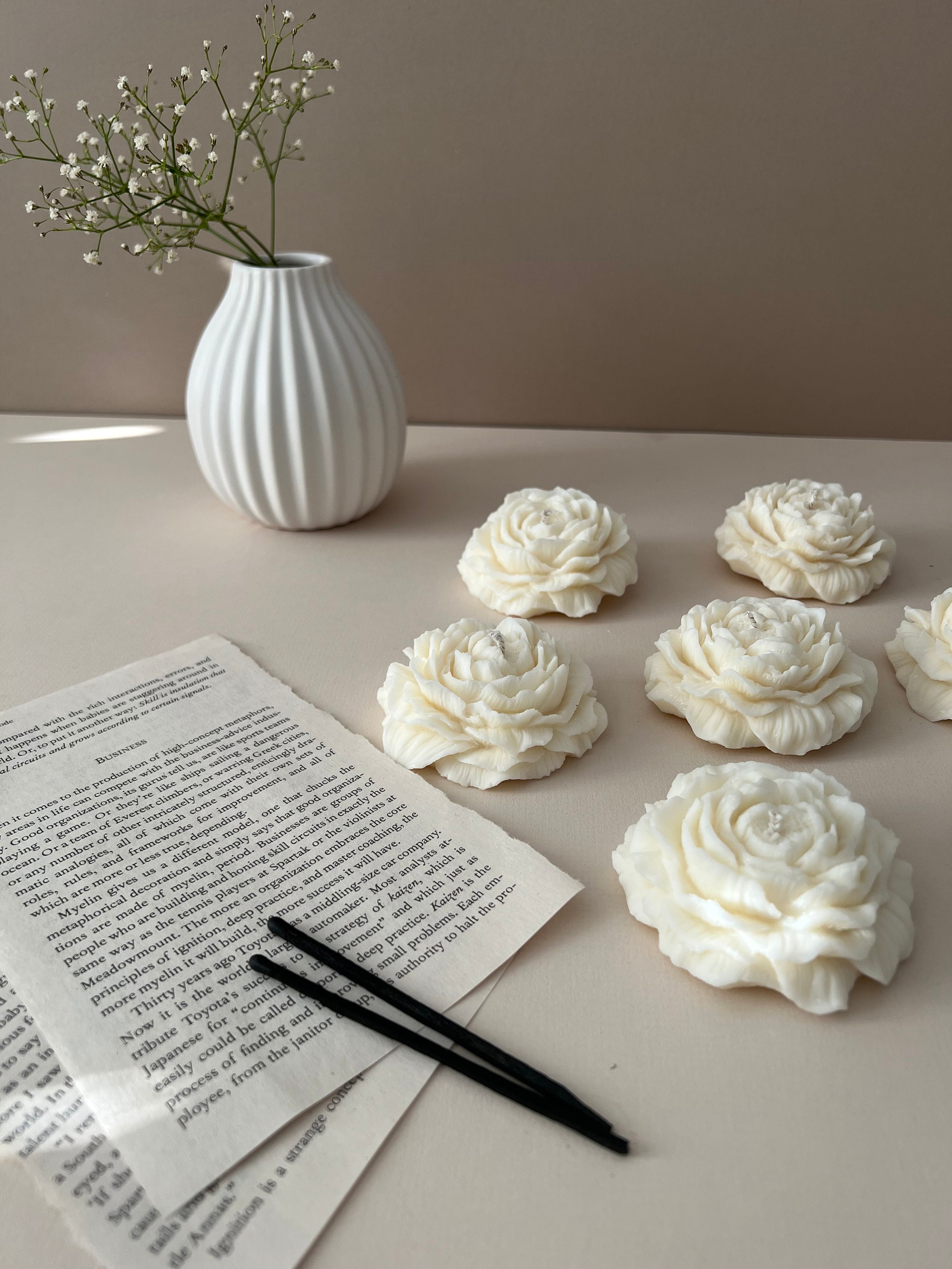 Peony Candle Flower Candle Blossom Candle Natural Soy Candle Party ...