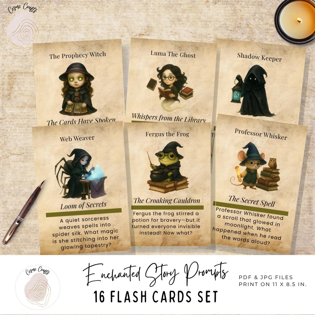 Printable Vintage Witch Ephemera Flash Cards Set, 16 Printable Creative ...