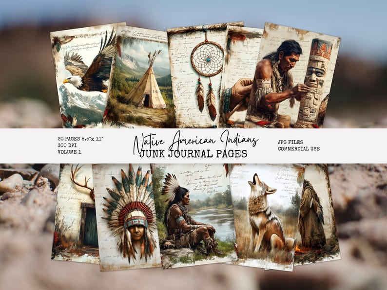 Native American Indians Junk Journal Pages, Printable Native Indians ...
