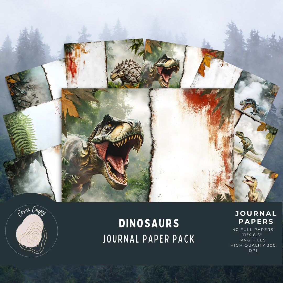 Dinosaur Pages Junk Journal, Jurrasic Period Journal Pack, Kids Junk ...