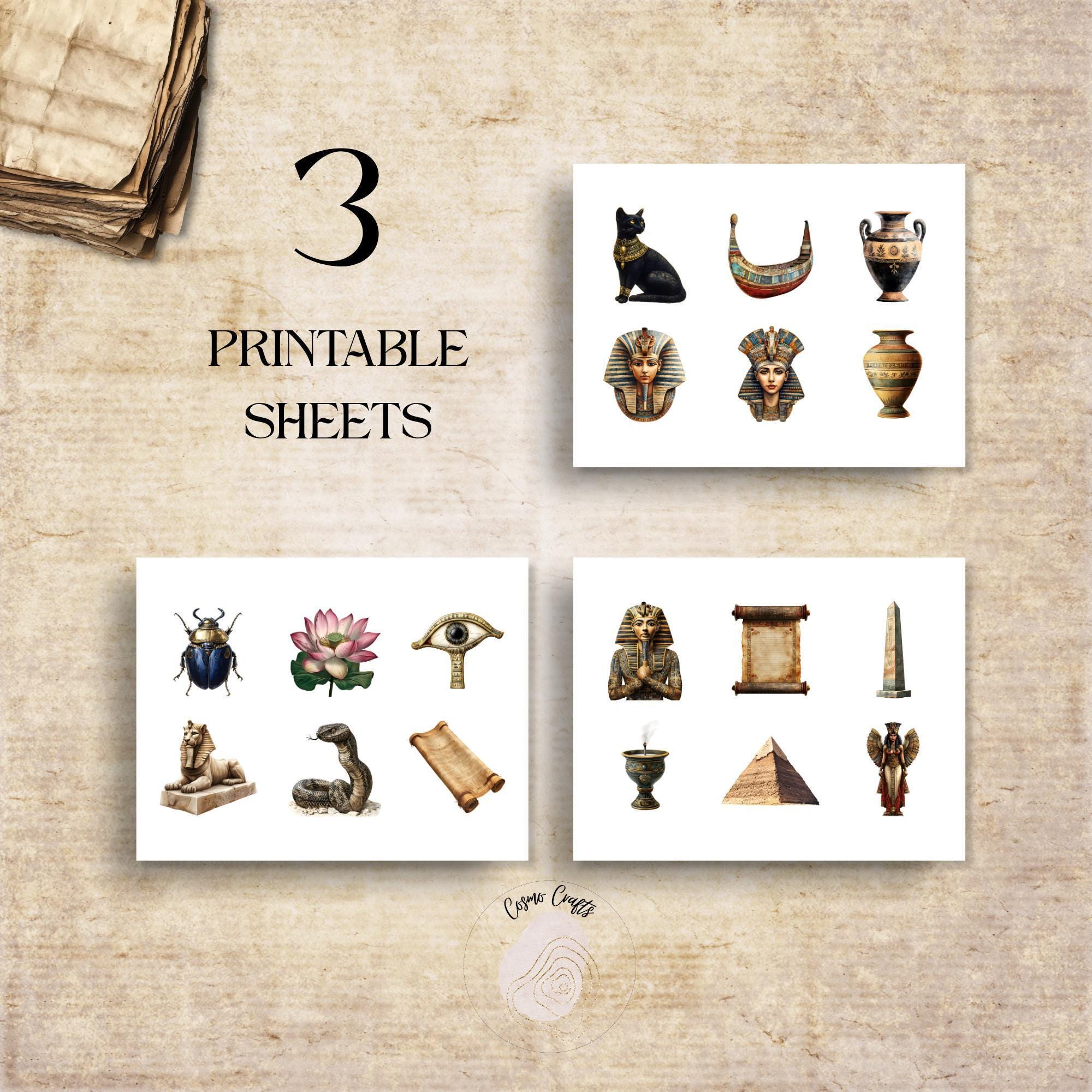 Ancient Egypt Fussy Cuts, Egyptian Clipart, Printable Egypt Digital ...